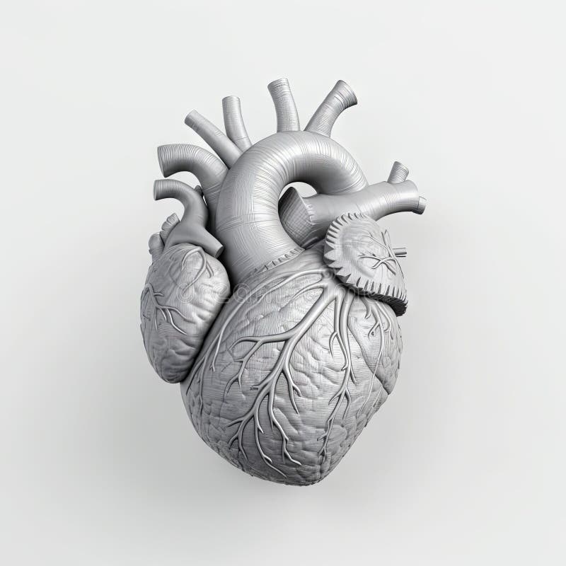 3D Model of a Human Heart in a Drawing Style Stock Illustration ...
