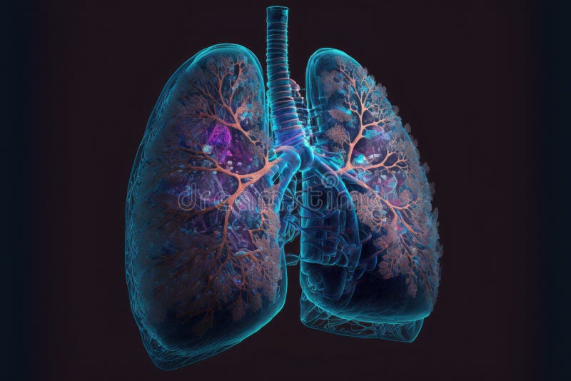 3d Model of Human Lungs, X Ray Style, Generative Ai Stock Illustration ...