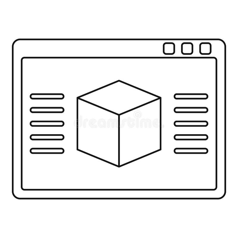 3d model icon outline stock vector. Illustration of construction - 92649485