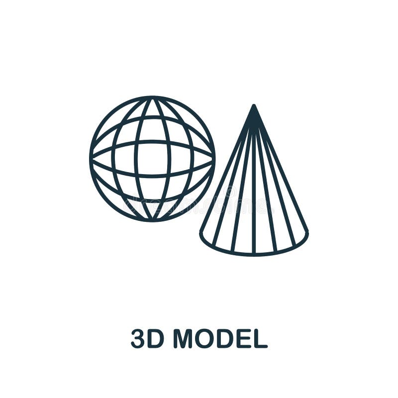 3D Model Icon from 3d Printing Collection. Simple Line 3D Model Icon ...
