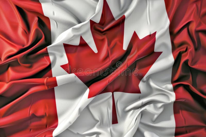 3D Model Illustration of the Canadian Flag with a Dynamic Flowing ...