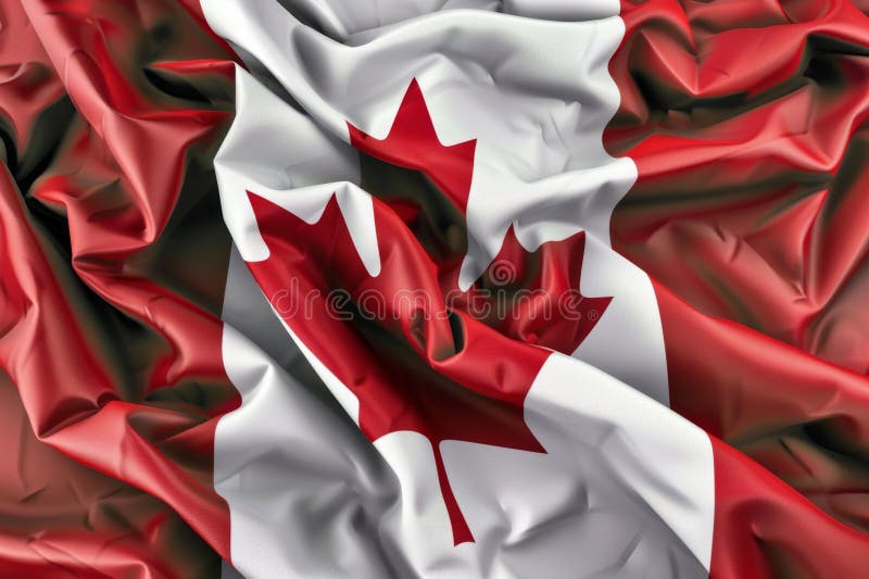 3D Model Illustration of the Canadian Flag with a Dynamic Flowing ...