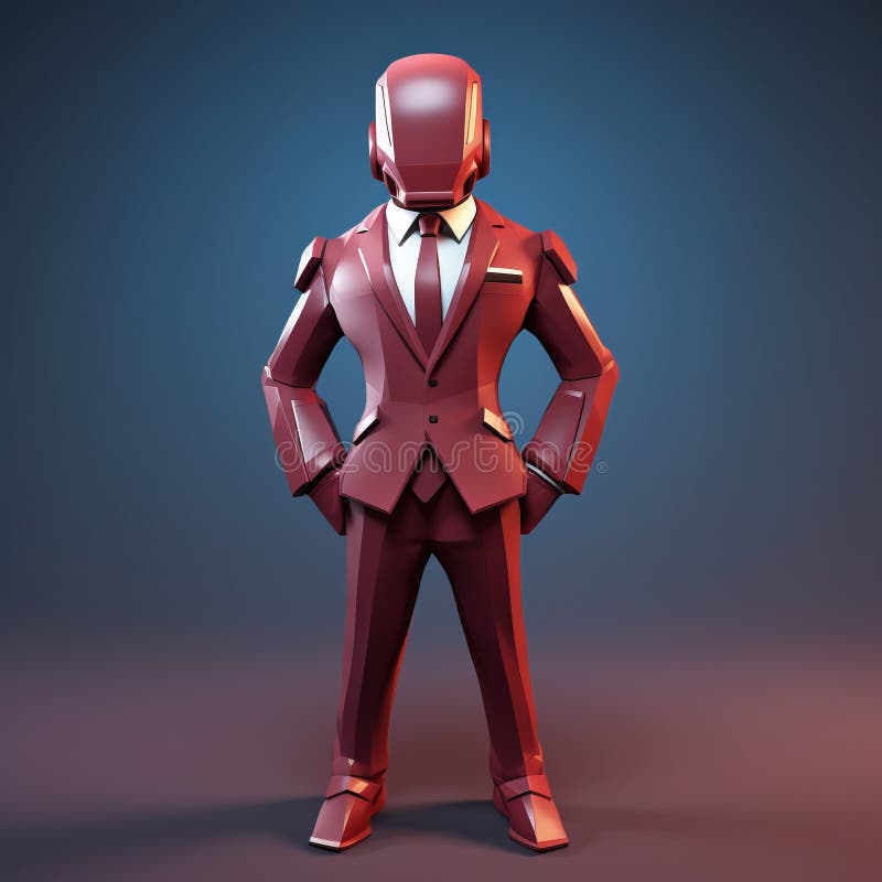 3d Anime Character Model in Light Maroon and Crimson Suit Stock ...