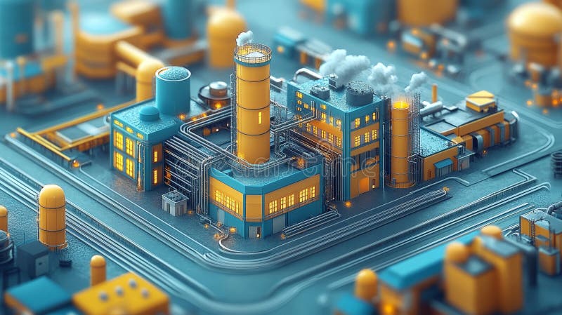 Industrial Complex 3D Model Stock Illustration - Illustration of ...