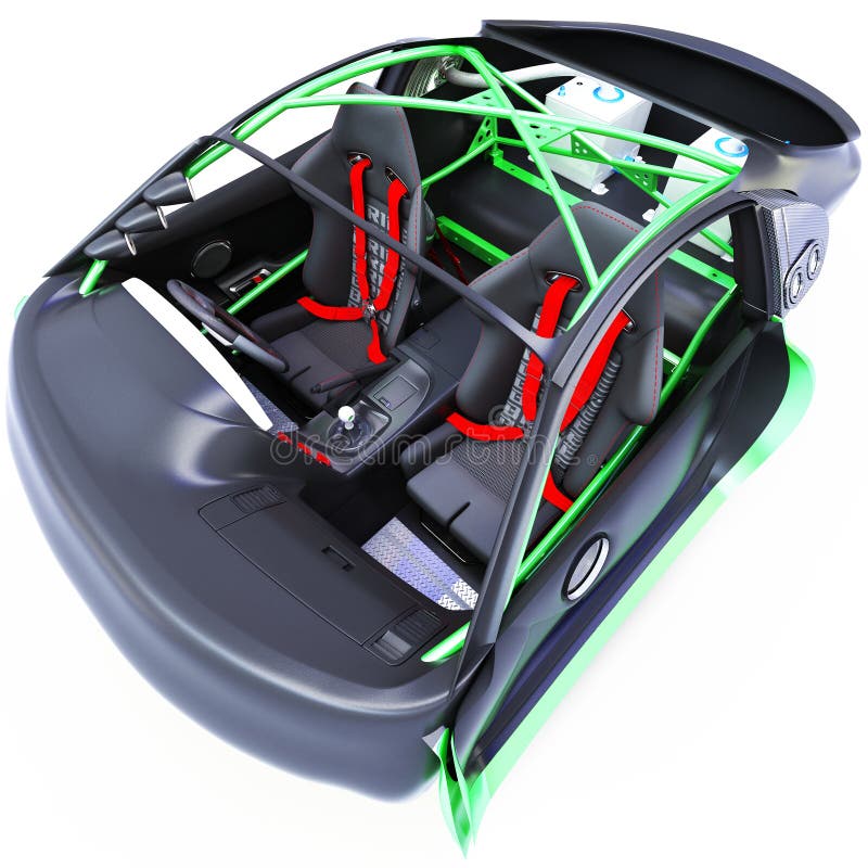 3D Model of the Interior of a Coupe Car with a Sporty Interior Layout ...