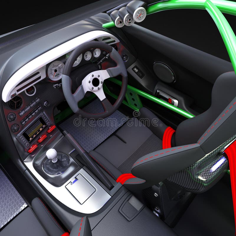 3D Model of the Interior of a Coupe Car with a Sporty Interior Layout ...