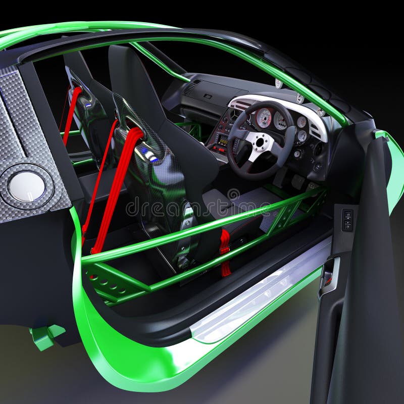 3D Model of the Interior of a Coupe Car with a Sporty Interior Layout ...