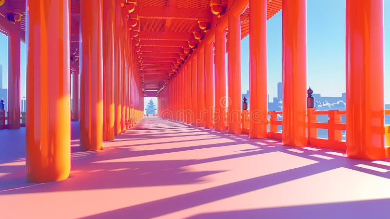3d Model of a Japanese Temple Highlighting Asymmetrical Column and Beam ...