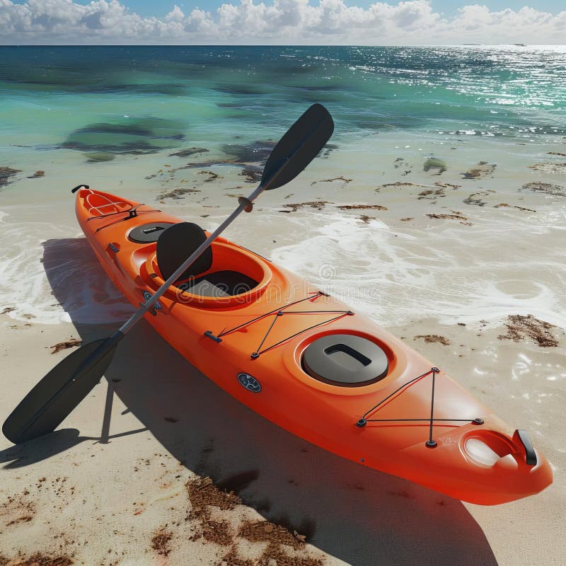 3D Model of a Kayak and Paddle on the Beach Stock Illustration ...