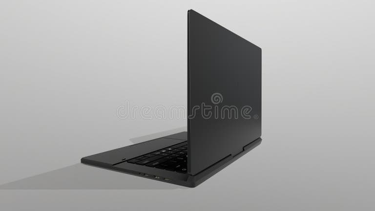 3d Model Laptop on Black Background Stock Illustration - Illustration ...