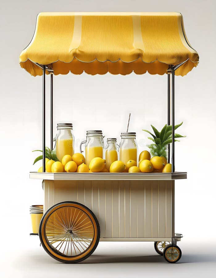 3d Model Lemonade Cart Stand Food Cart Isolated on White Background ...