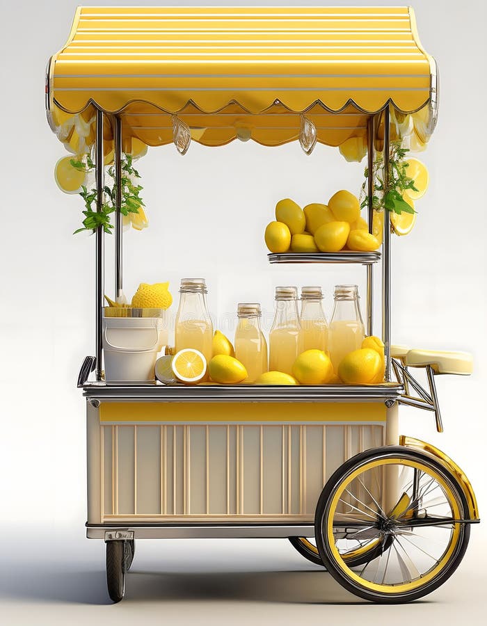 3d Model Lemonade Cart Stand Food Cart Isolated on White Background ...