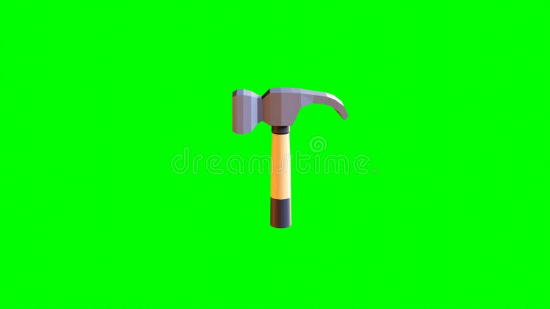 3d Model of a Low Poly Hammer Rotates on a Green Screen Stock Video ...