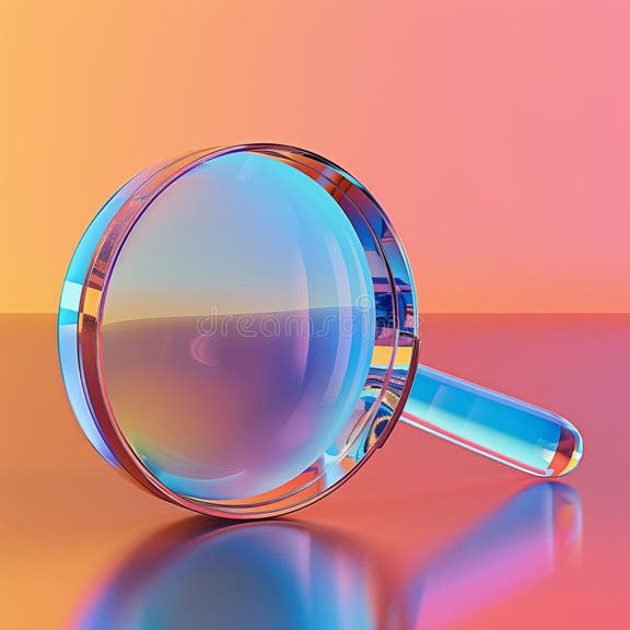 3D Model of a Magnifying Glass Icon Representing Risk Management with a ...