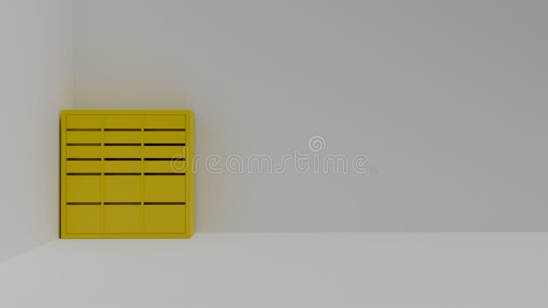 3D Model of a Mailbox in a White Room, Parcel Terminal, Parcel Pick-up ...