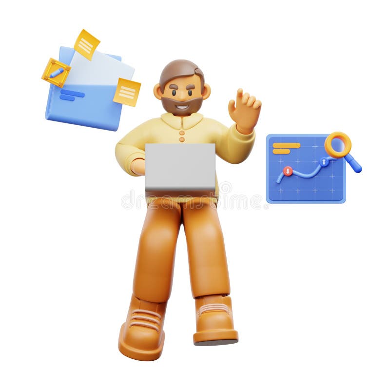 3d Character Using Laptop Stock Illustrations – 544 3d Character Using ...