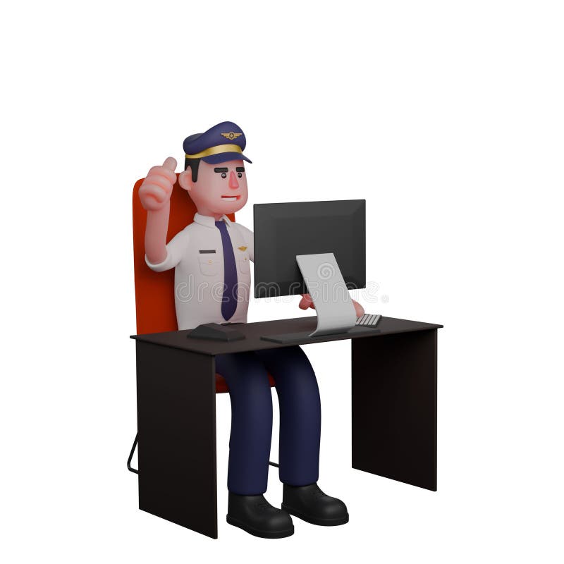 A Pilot is Sitting in a Chair and in Front of Him is a Table and a ...