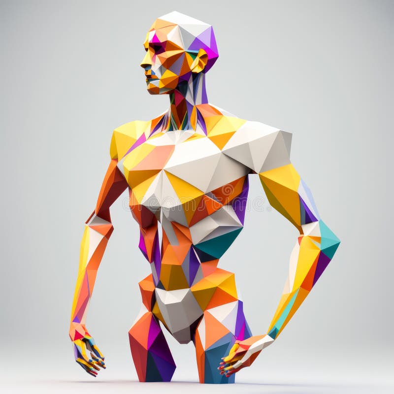 3d Model of Man with Colorful Geometric Shapes. Generative AI Stock ...