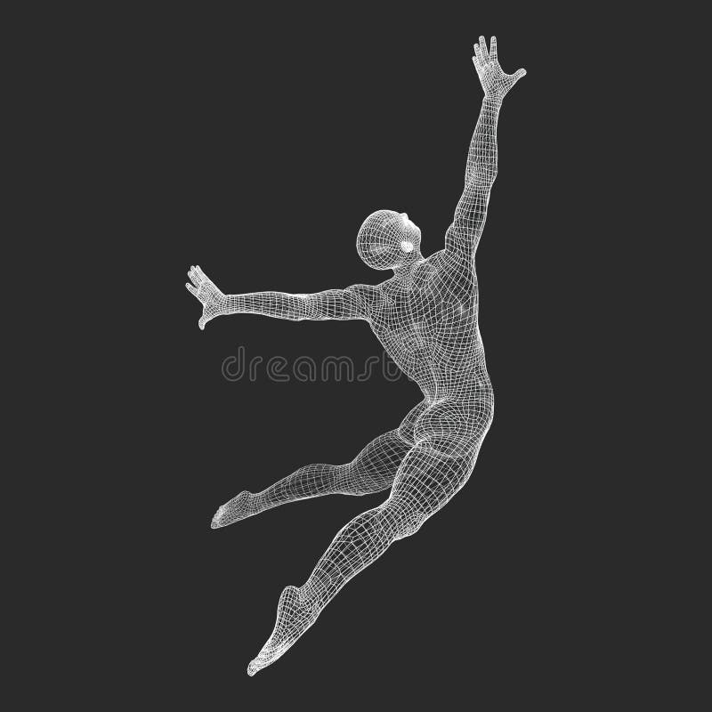 3D Model of Man. Human Body Wire Model. Design Element Stock Vector ...