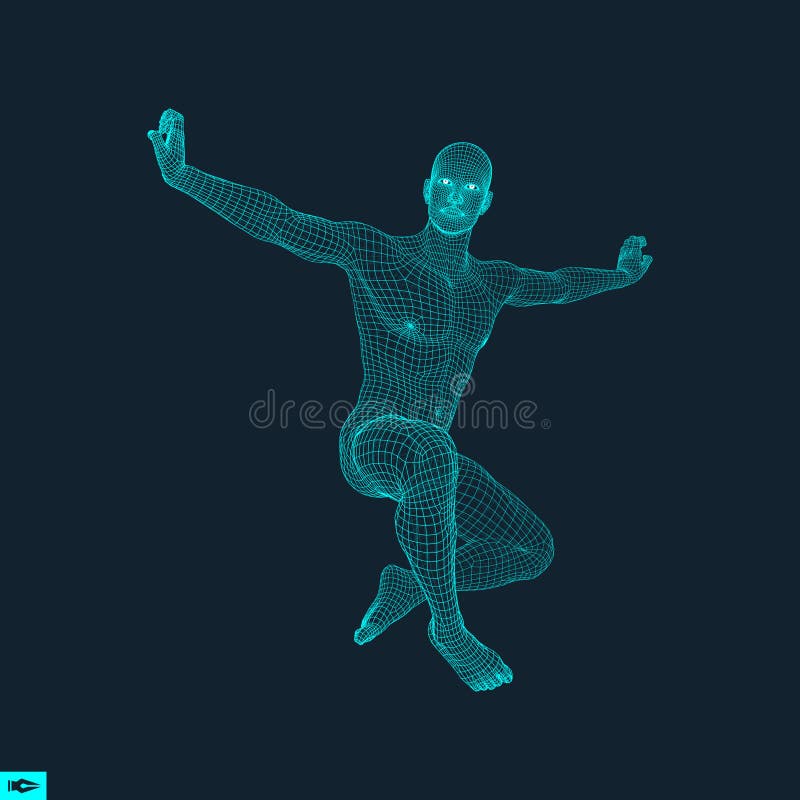 3D Model of Man. Human Body Wire Model. Design Element Stock Vector ...
