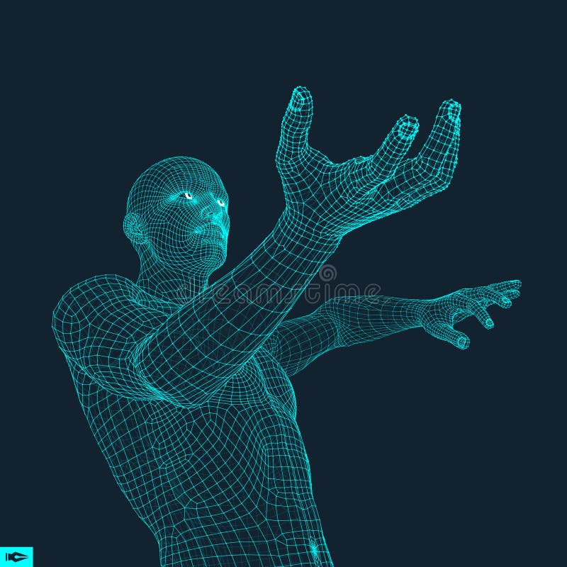 3D Model of Man. Human Body Wire Model. Design Element Stock Vector ...