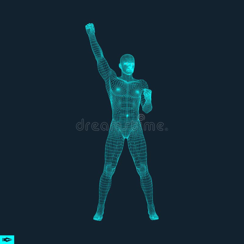 3D Model of Man. Polygonal Design. Geometric Design. Business, Science ...