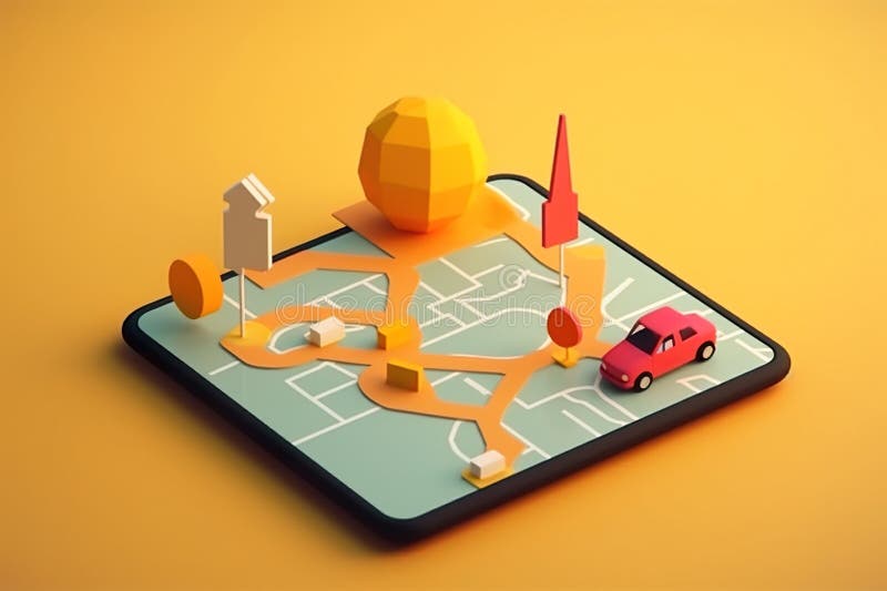 3D Model of Map and Road City,generative Ai Stock Illustration ...