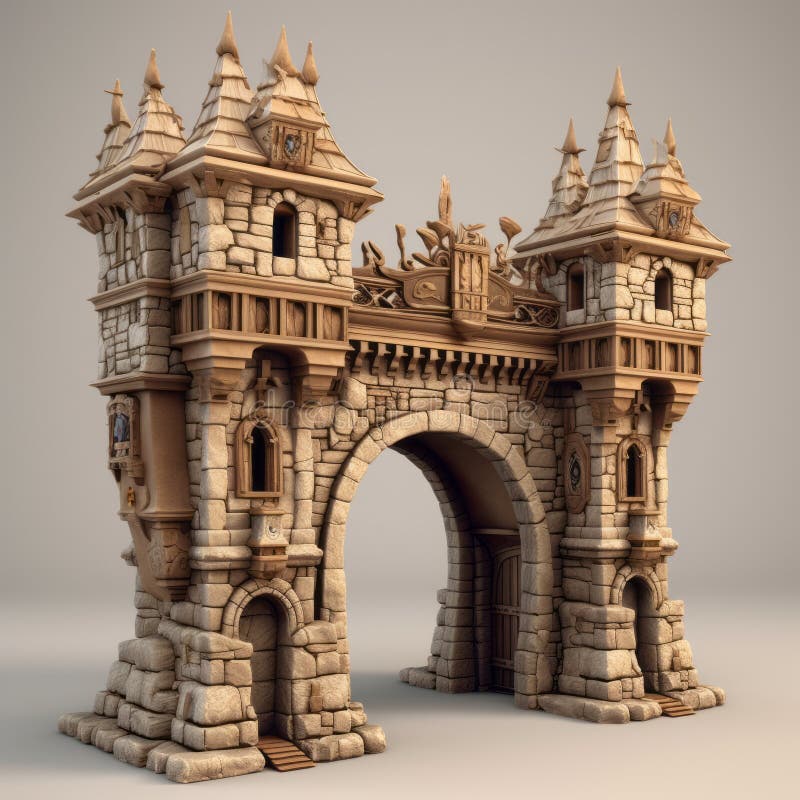 Medieval Entrance Gate 3d Model for Cartoon Stock Illustration ...