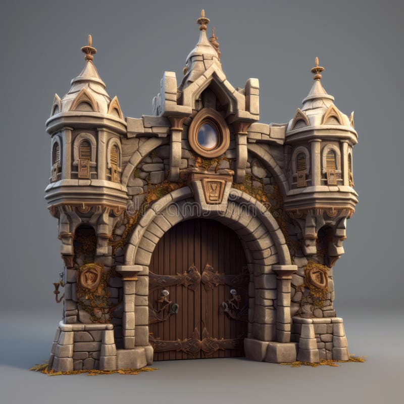 Medieval Entrance Gate 3d Model for Cartoon Stock Illustration ...