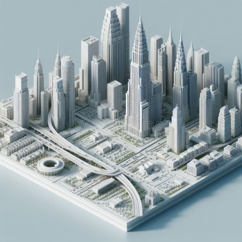 3D Model of a Metropolis on a Clean Background. Stock Illustration ...