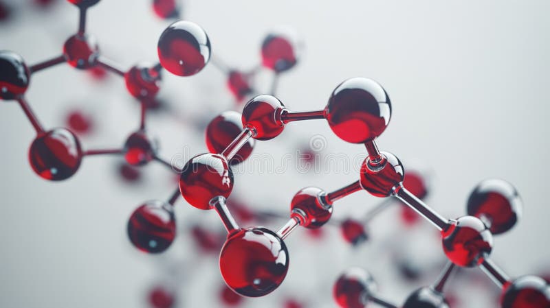 3D Model of a Molecular Structure with Spherical Atoms Connected by ...