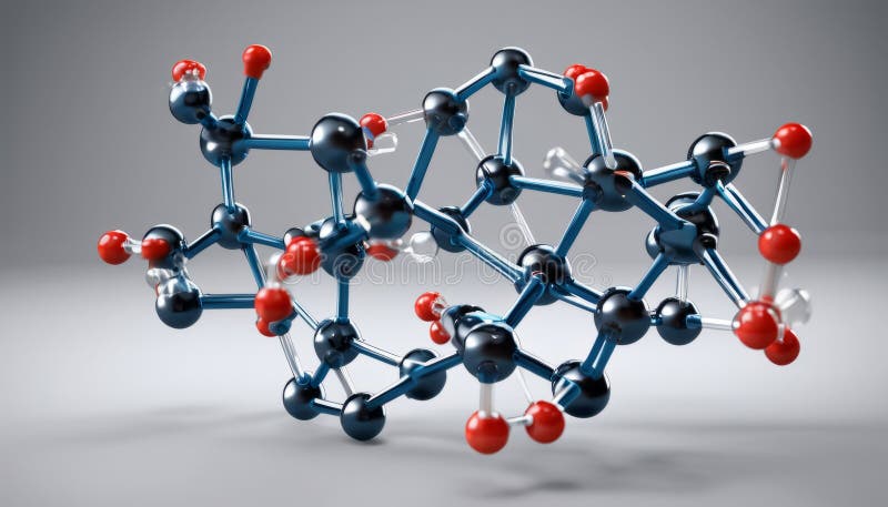 A 3D Model of a Molecule with Red, White and Blue Atoms Stock ...
