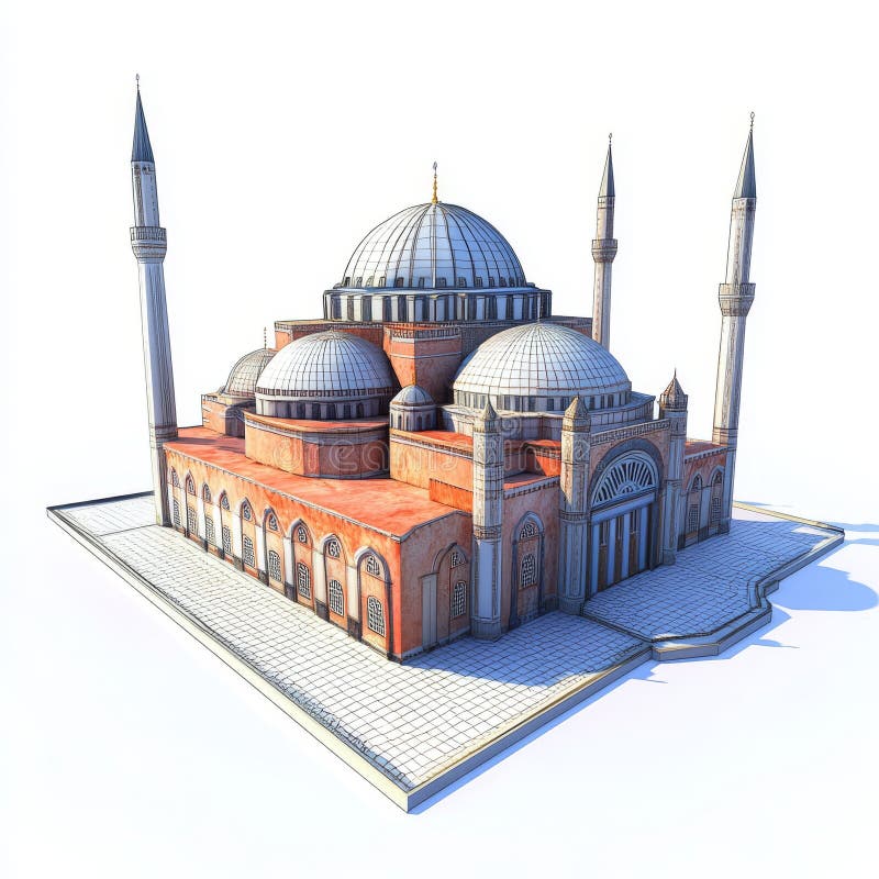 The 3D Model of a Mosque Showcases an Array of Colors and Incorporates ...