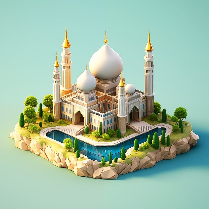3D mosque stock illustration. Illustration of setting - 304431132