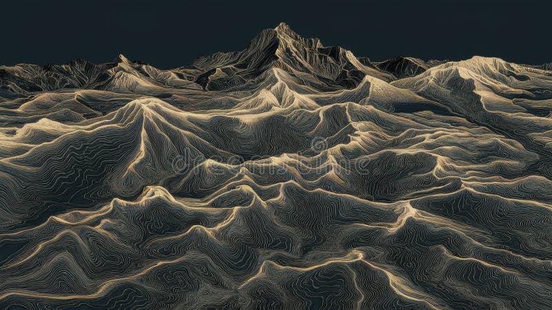A 3d Model of a Mountain Range with Some Trees, AI Stock Photo - Image ...
