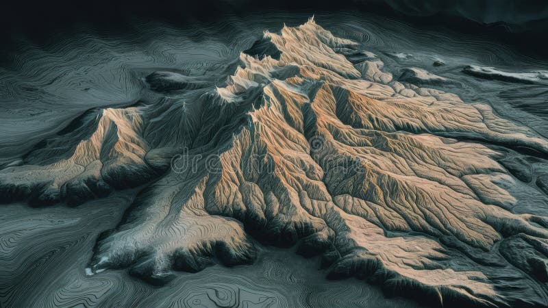 A 3d Model of a Mountain Range with Some Trees, AI Stock Image - Image ...