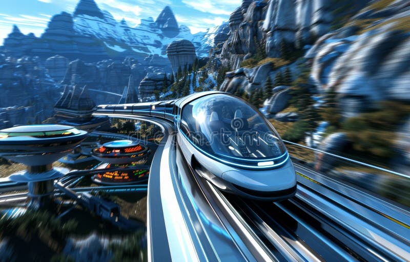A 3D Model of a Nextgeneration Train Speeding through a Landscape of ...