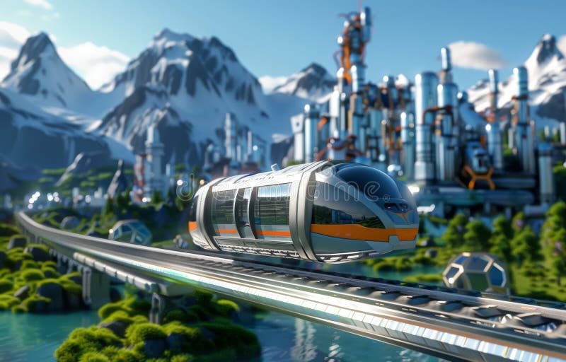 A 3D Model of a Nextgeneration Train Speeding through a Landscape of ...