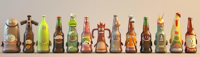 3D Model of Novelty and Personalityinspired Beer Bottle Characters ...