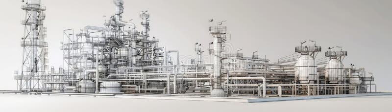 3D Model of an Oil Refinery with Detailed Structures Pipelines and ...