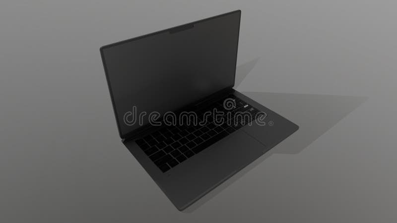 3d Model Open Laptop on Black Background Stock Illustration ...