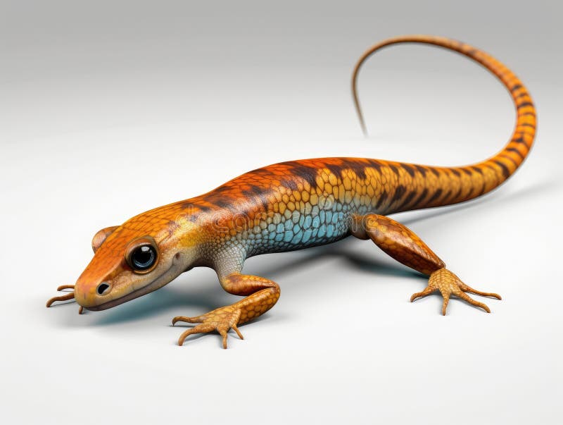 3d Model of an Orange and Blue Lizard Stock Illustration - Illustration ...