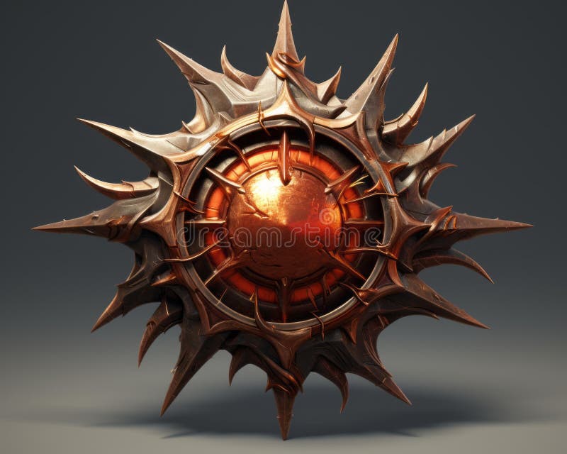 A 3d Model of an Orange Sun with Spikes on it Stock Illustration ...