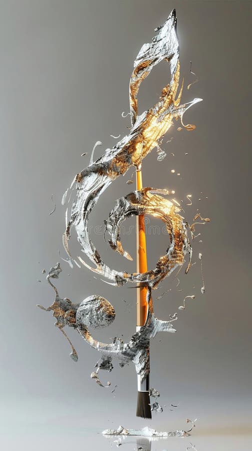 A 3D Model of a Paintbrush Morphing into a Musical Note Blurring the ...