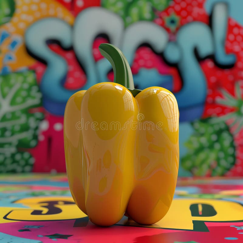 138 3D Model of a Pepper Icon with a Colorful Illustrated Background ...