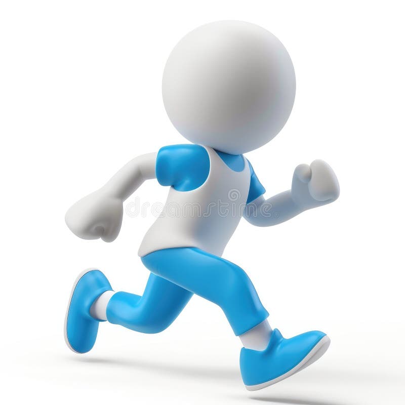 Energetic 3D Cartoon Character Running Fast, Achieving Fitness Goals ...