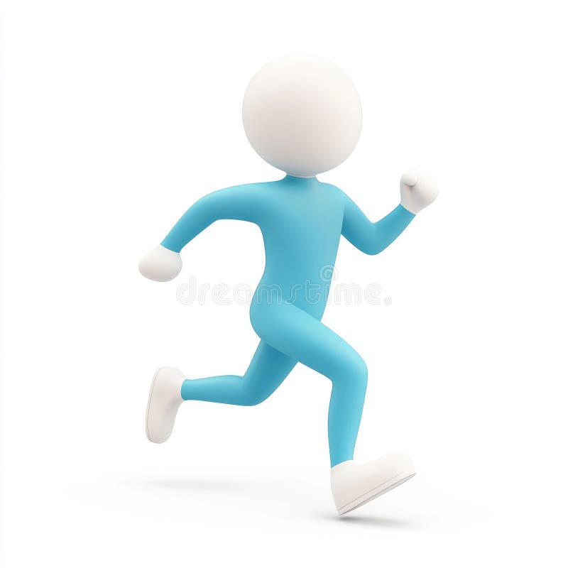 Energetic 3D Character Running Fast, Achieving Goals Stock Illustration ...