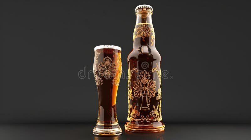 3D Model of Personalized Laser Engraved Beer Bottle Glassware Stock ...