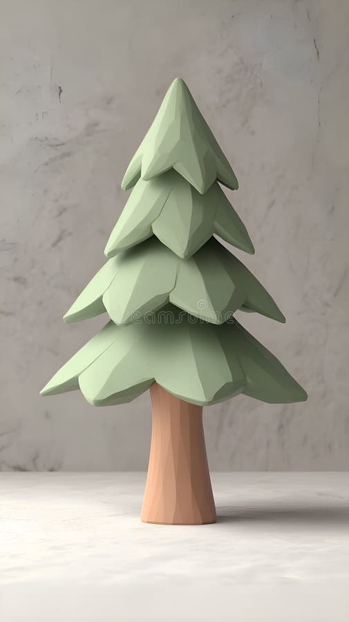 3D Model of Pine Tree, White Background, Simple, Pixar Style Stock ...