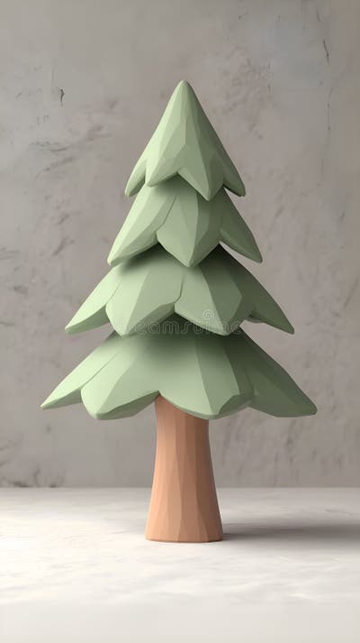 3D Model of Pine Tree, White Background, Simple, Pixar Style Stock ...